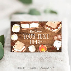 Smores Food Labels Editable Smores Food Tent Cards Printable Place ...