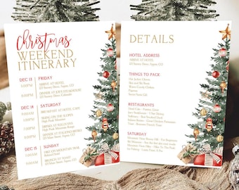 Christmas Itinerary Template Printable Holiday Itinerary Schedule ...
