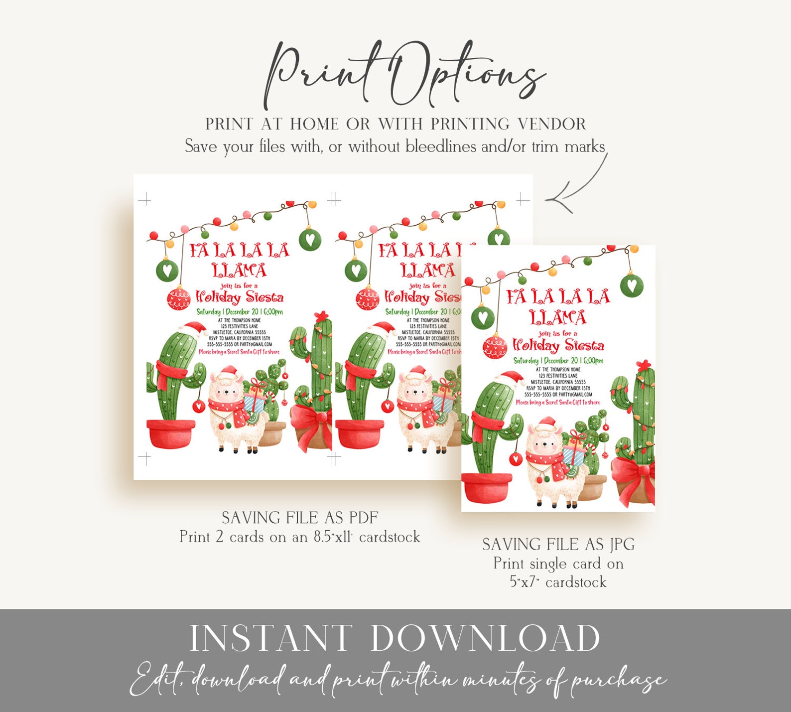 Llama Holiday Party Invitation Llama Christmas Party - Etsy