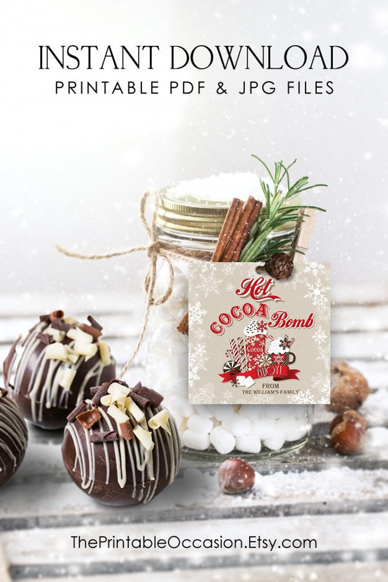 EDITABLE Hot Chocolate Bomb Tag Christmas Hot Chocolate Bomb - Etsy