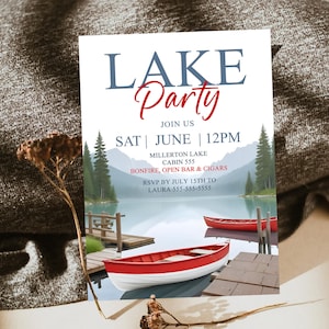 Lake Party Invitation Template Lake Celebration Cabin Party Summer ...