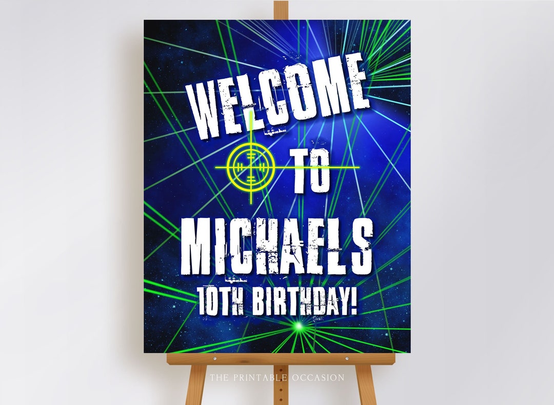 EDITABLE 16x20 Laser Tag Birthday Welcome Sign Laser Tag Welcome Sign ...