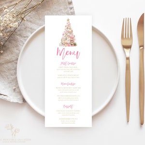 Christmas Nutcracker Menu Card Template Pink and Gold Christmas Dinner ...