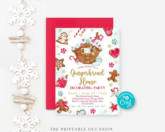 EDITABLE Gingerbread House Decorating Party Invitation Gingerbread ...