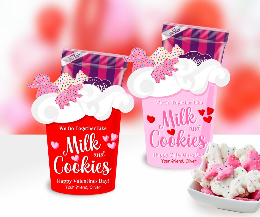 Animal Cookie Valentine's Day Printable Milk and Cookies Circus Class ...