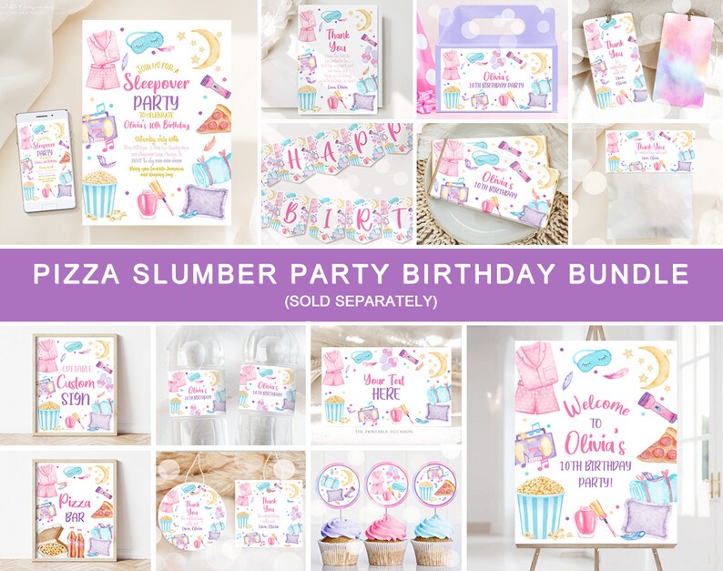 Editable Sleepover Birthday Welcome Sign Slumber Party Welcome Poster ...