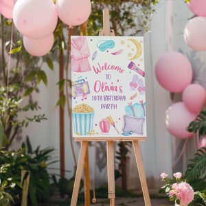 Editable Sleepover Birthday Welcome Sign Slumber Party Welcome Poster ...