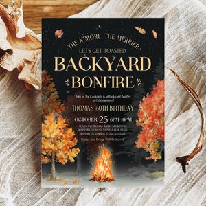 Fall Bonfire Birthday Invitation Template Autumn Bonfire Birthday Party ...