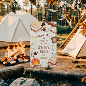 Smores Thank You Tags Template Editable Kids Birthday Smore Favor Tags ...