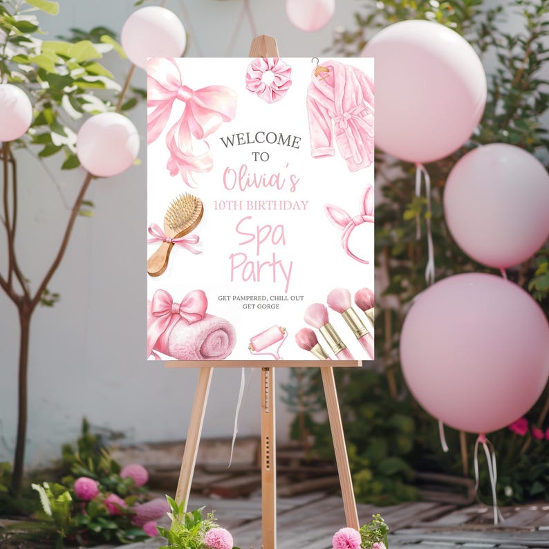 Spa Birthday Party Welcome Sign Girl Spa Birthday Sign Pamper Party ...