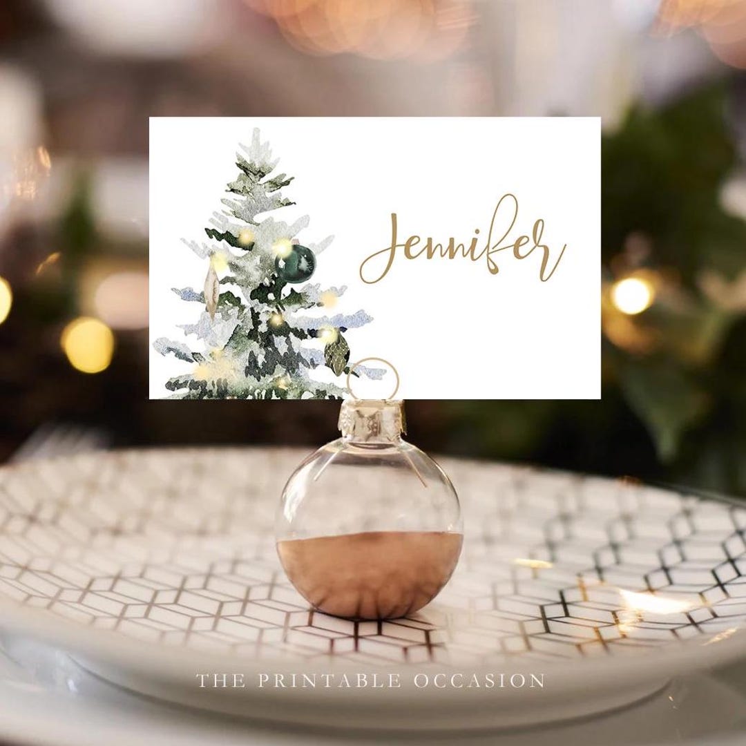 Christmas Dinner Place Card Template Editable Christmas Place Card ...