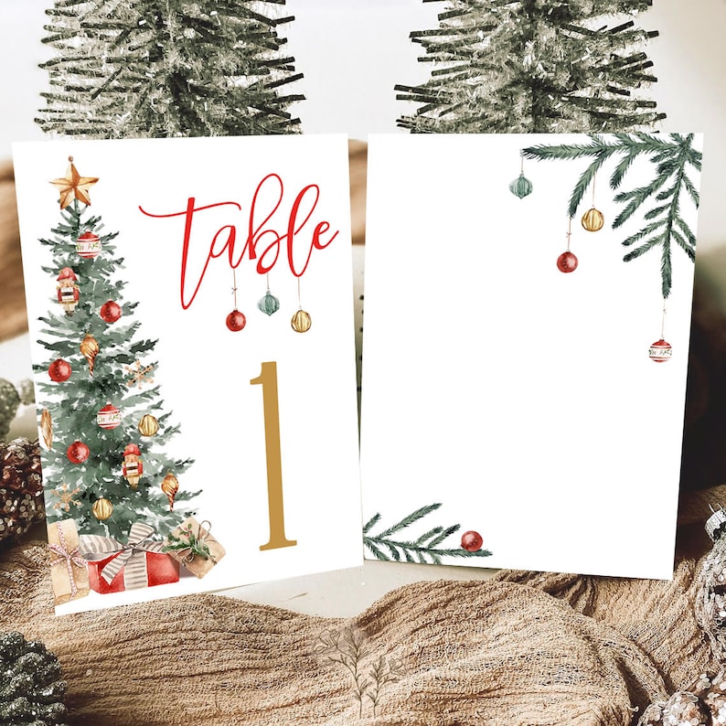 Editable Christmas Party Table Numbers Printable Holiday Table Numbers ...