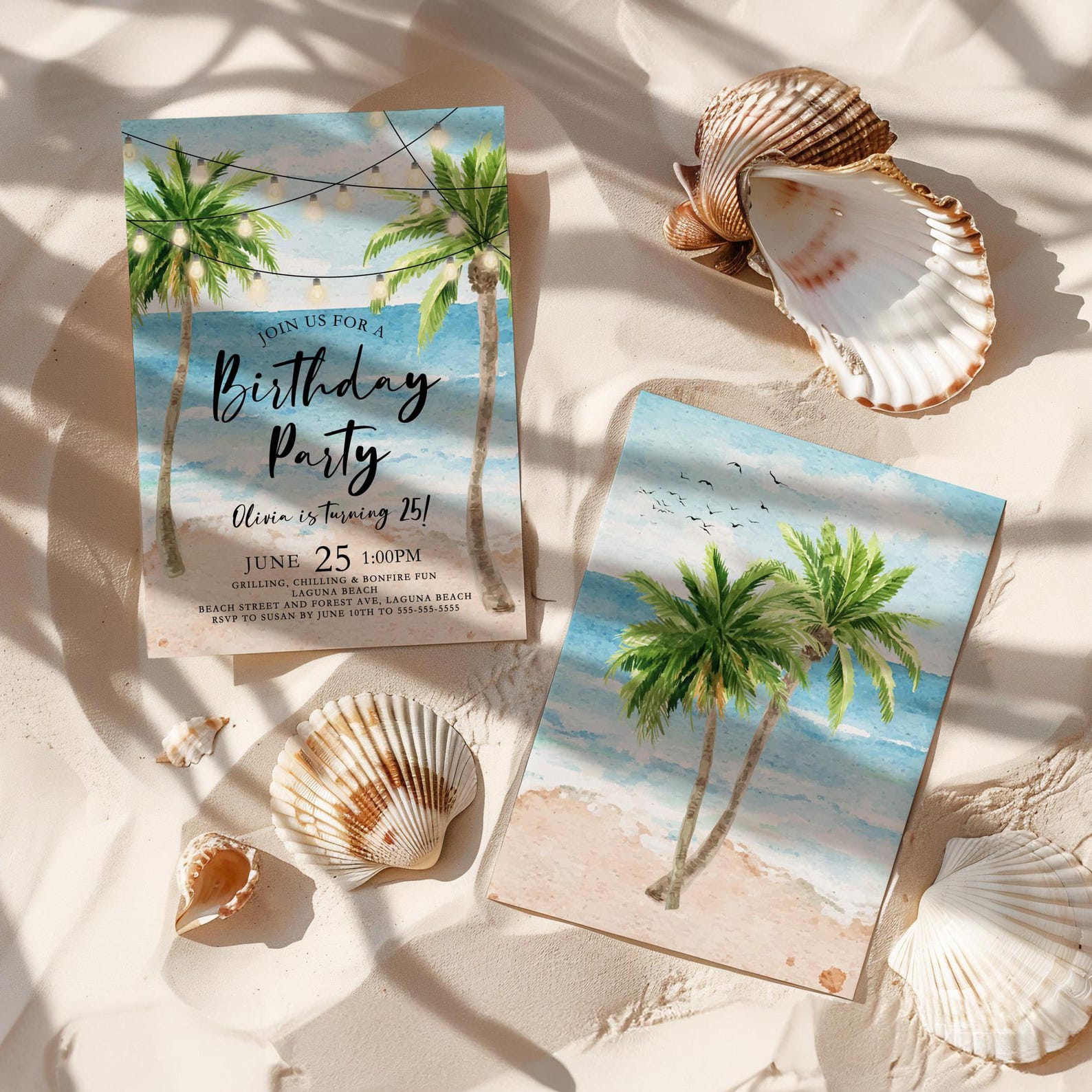 Birthday Beach Party Invitation Template Birthday Beach Invite ...