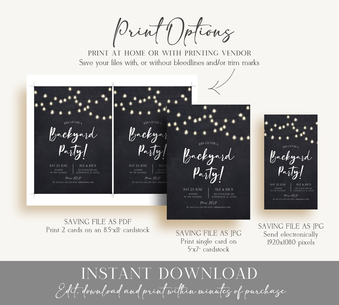 Backyard Party Invitation Template BBQ Party Invitation Baby - Etsy