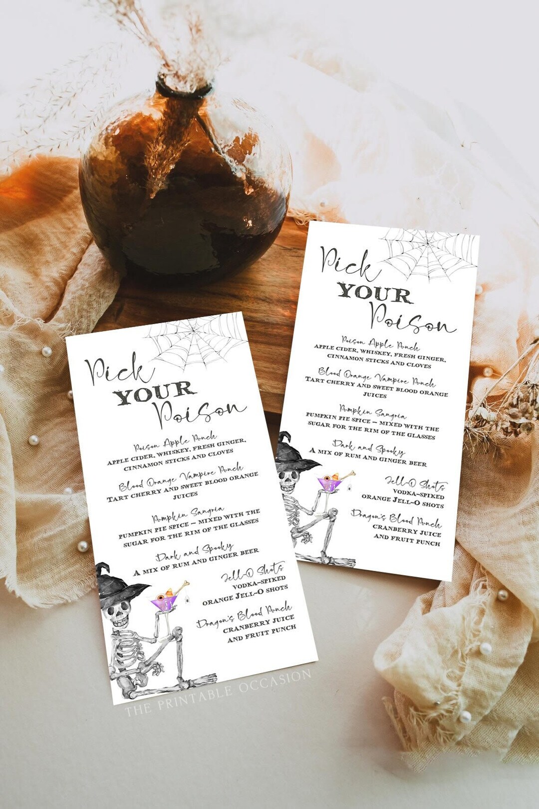 Halloween Pick Your Poison Bar Menu Template Printable Sips Going Down ...