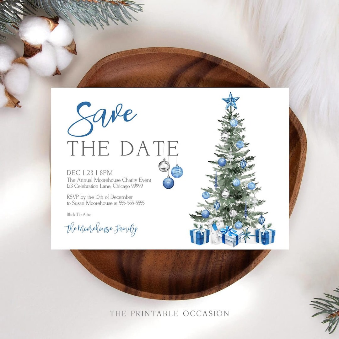 Editable Save the Date Card Template Christmas Party Save the Date Card ...