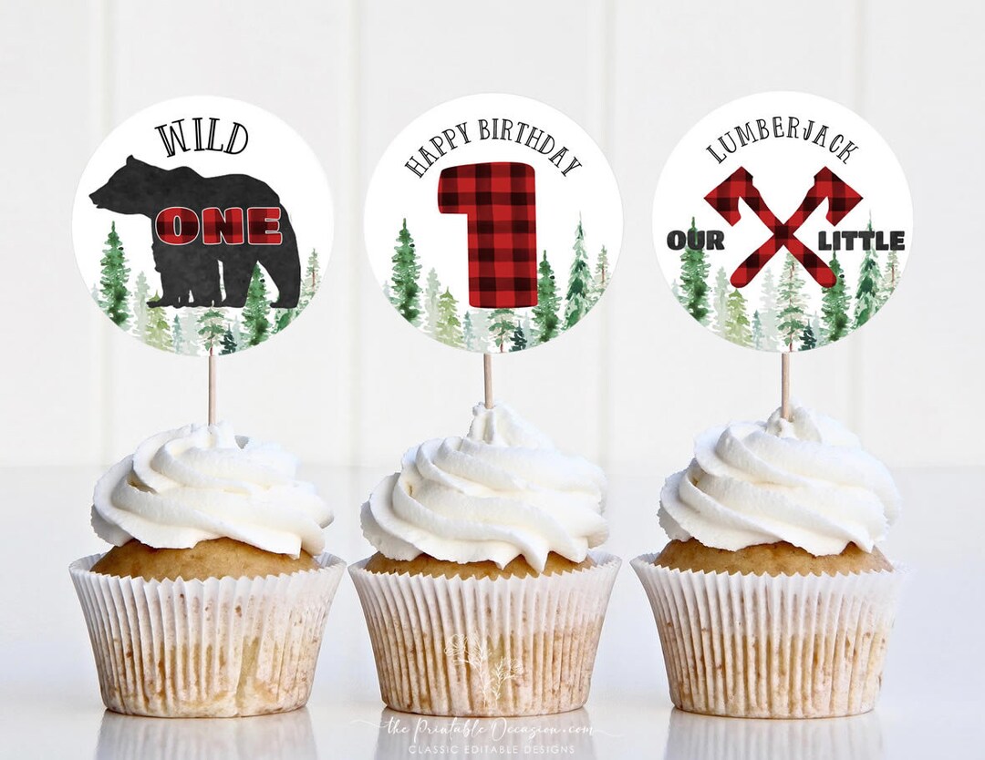 Lumberjack Cupcake Topper, Lumberjack Treat Tags Lumberjack First ...