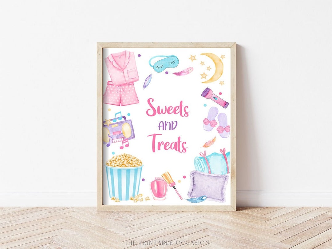 Sweets and Treats Sign Sleepover Birthday Sign Slumber Party Decor Teen ...
