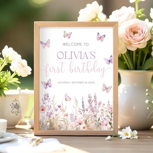 Butterfly Welcome Sign Printable Flowers and Butterflies Birthday ...