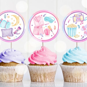Slumber Party Cupcake Toppers Printable Slumber Partyfavor Tags Girl ...