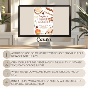 EDITABLE Smores Birthday Invitation Canva Template Smores Bonfire ...