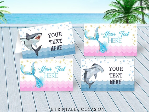 EDITABLE Shark and Mermaid Water Bottle Wrappers Printable Sharks and ...