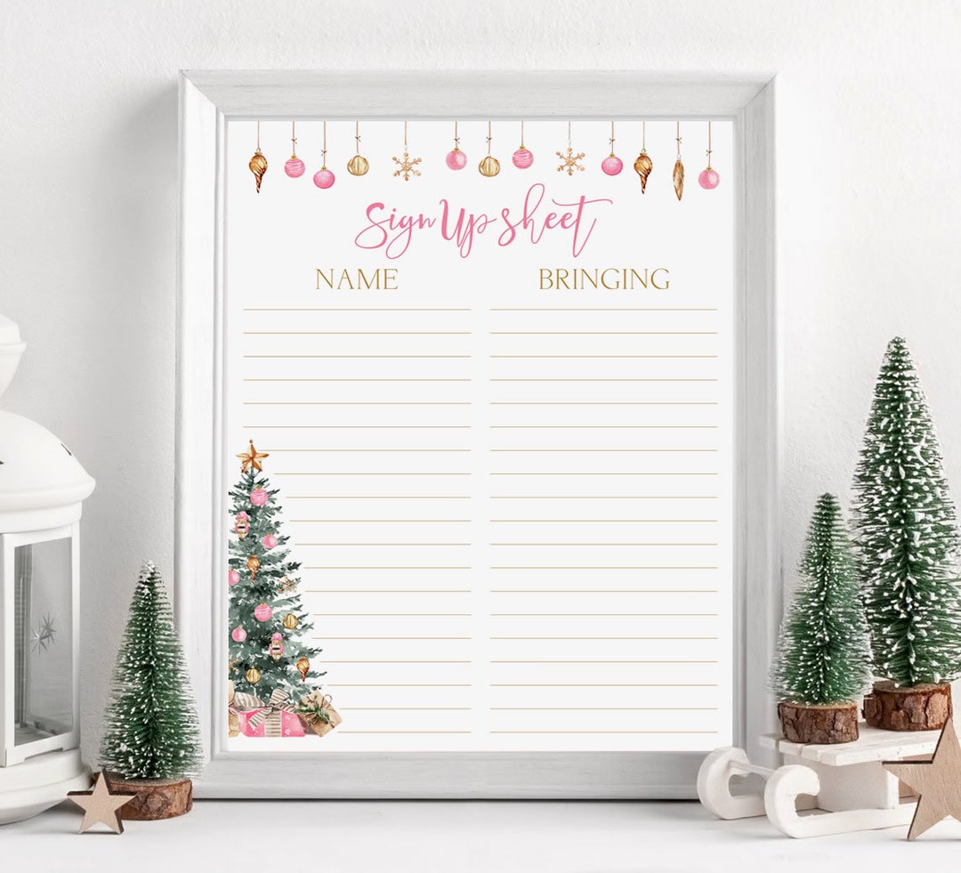 Editable Christmas Potluck Sign up Sheet, Potluck Sign up Sheet, Work ...