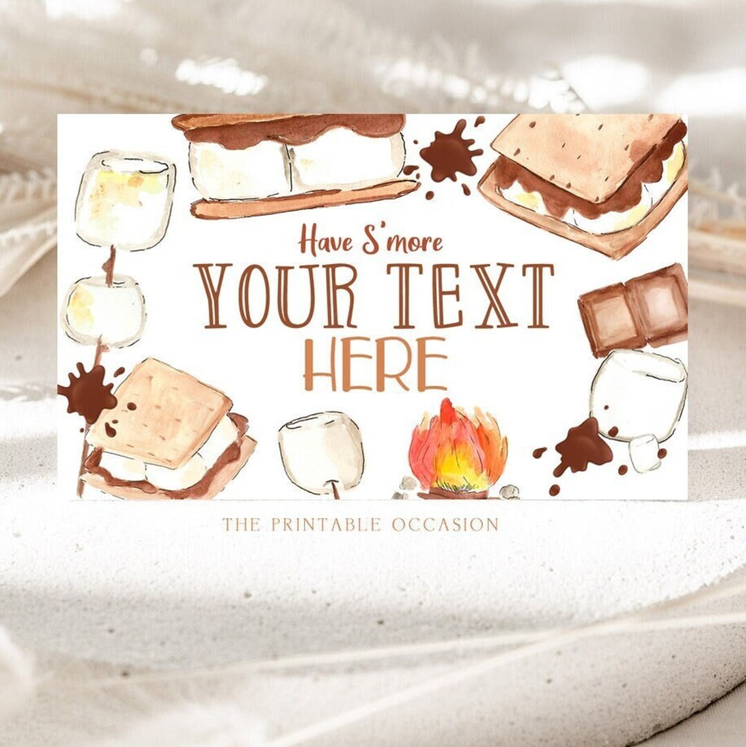 Smores Food Tents Editable Smores Food Tents Cards Birthday Baby Shower ...