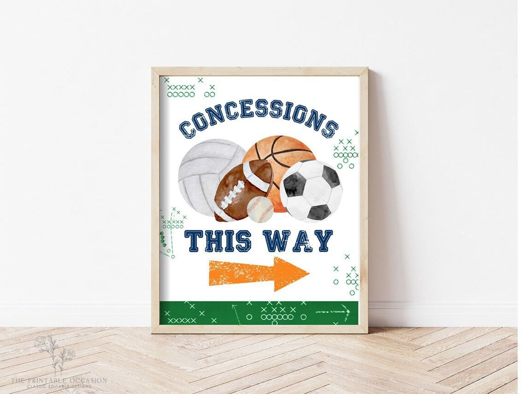 Printable Sports Birthday Concessions Sign, All Sports Concessions Sign ...