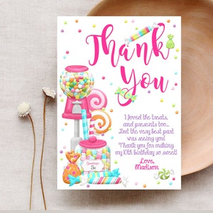 Editable Sweet Shoppe Thank You Card, Candy Thank You Card SW1 - Etsy