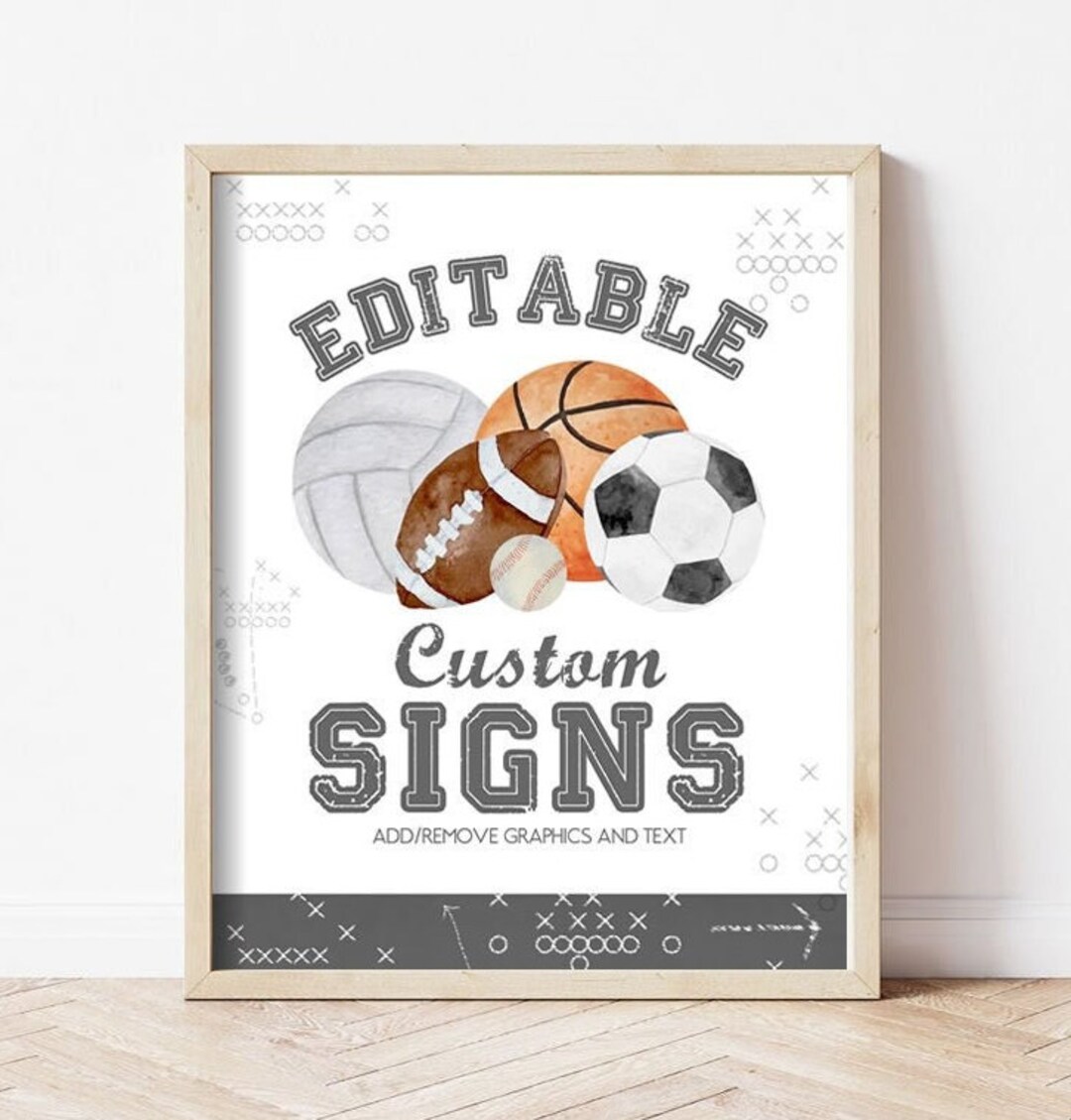 All Sports Custom Sign All Sports Editable Birthday Party Sign All ...