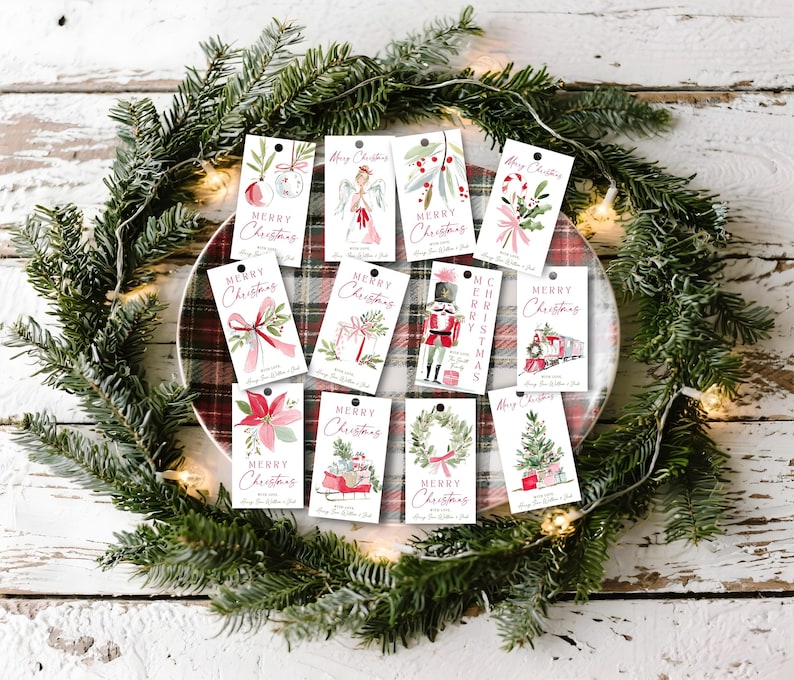 Editable Merry Christmas Gift Tag Template Bundle Hand Drawn Holiday ...