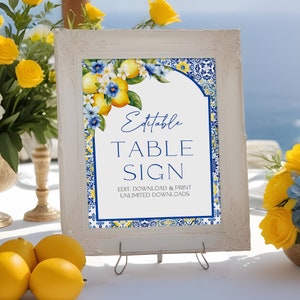 Editable Mediterranean Tile Lemons Custom Sign Amalfi Coast Italian ...