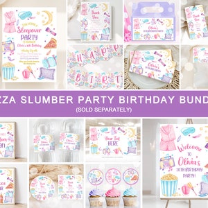 Editable Sleepover Birthday Welcome Sign Slumber Party Poster Pajamas ...