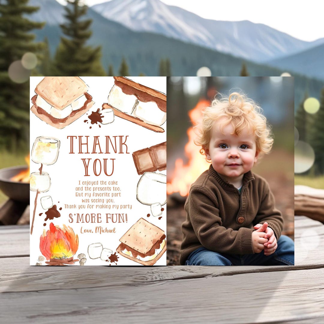 Smores Birthday Photo Thank You Card Smores Baby Shower Photo Thank You ...