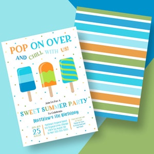 Editable Popsicle Birthday Invitation Popsicle Birthday Invite Pop on ...