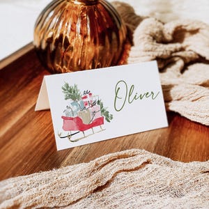 Editable Christmas Place Cards Template Holiday Buffet Food Tent Cards ...