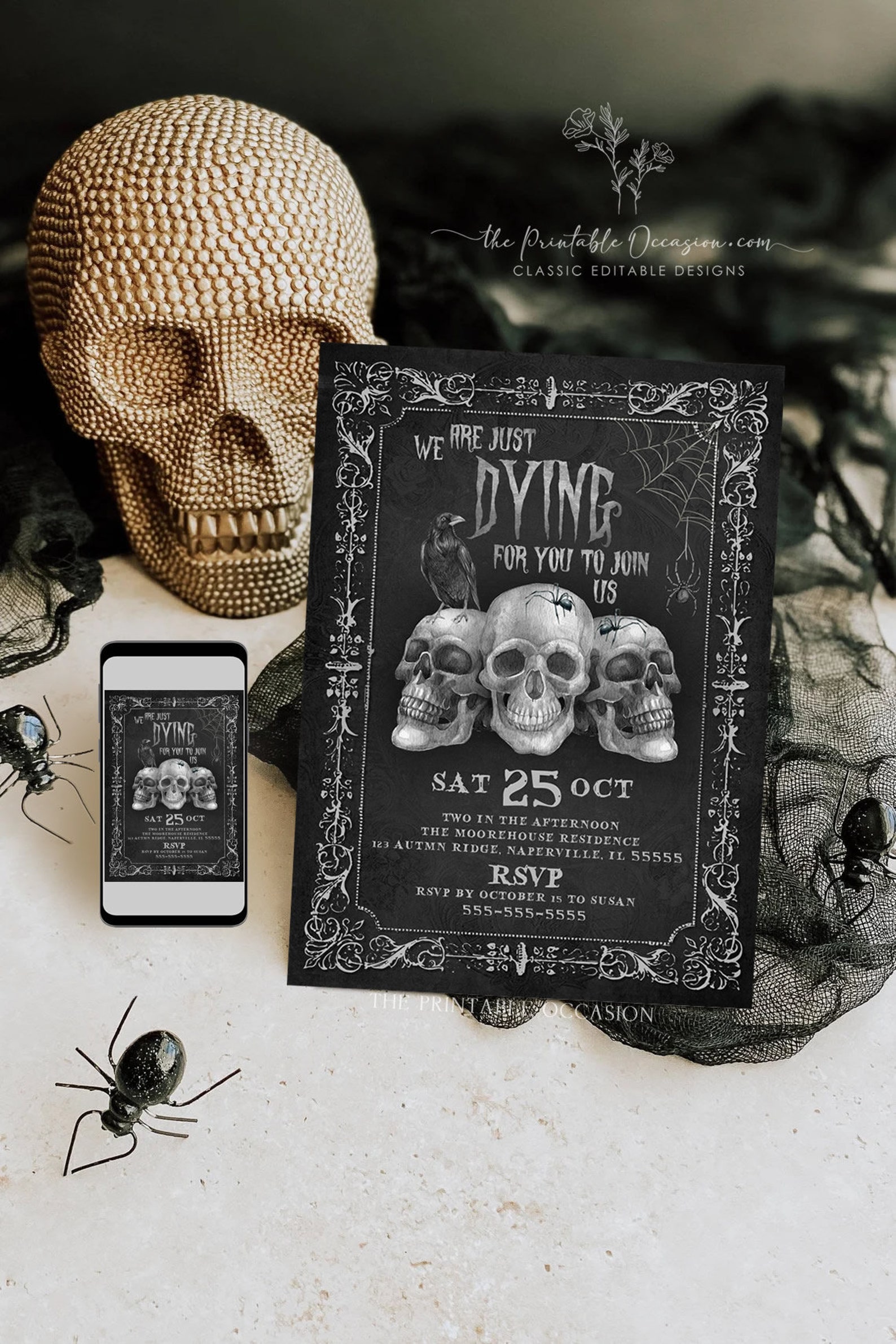 EDITABLE Adult Halloween Party Invitation Template Adult - Etsy