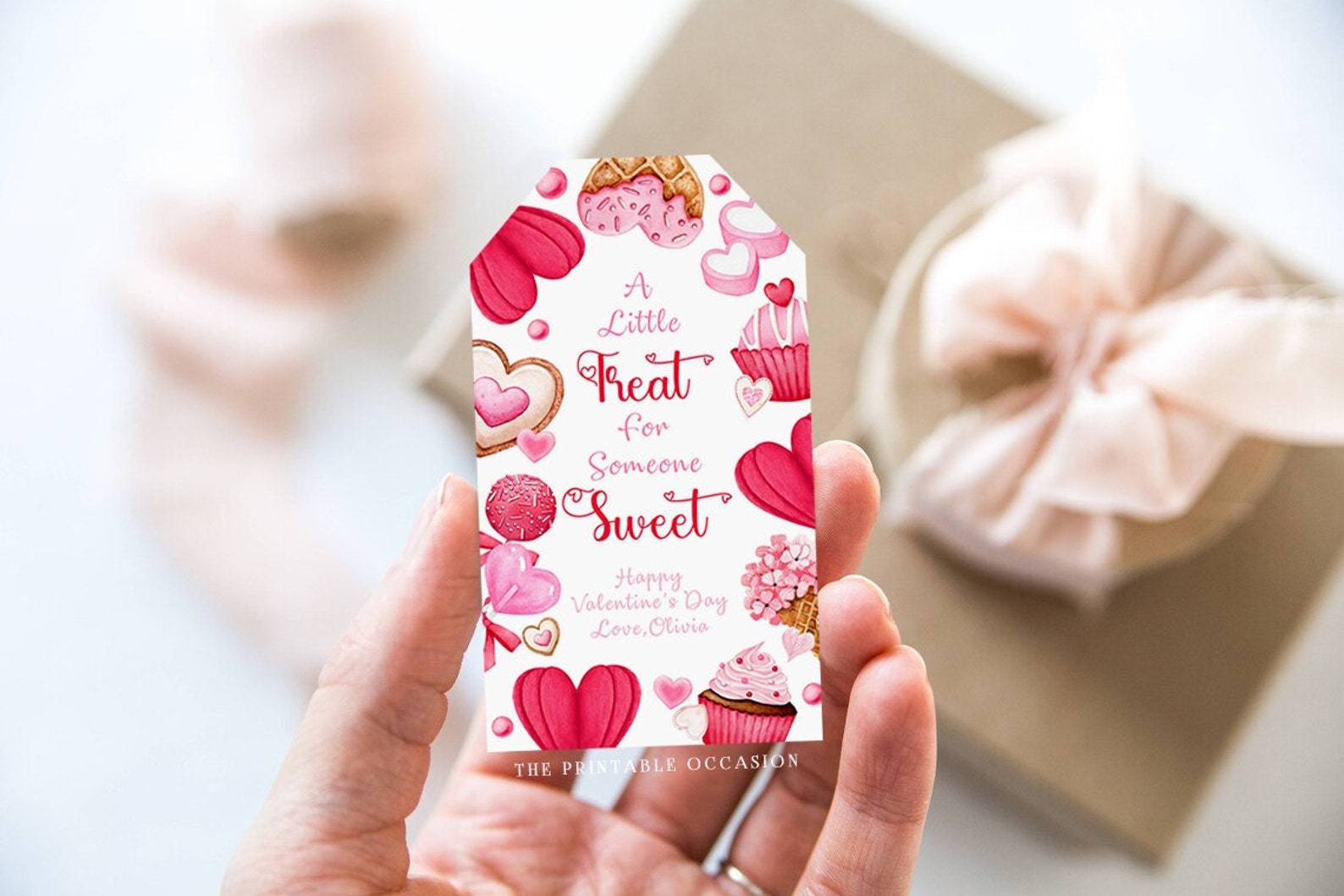 EDITABLE Valentine Sweet Treat Favor Tag Hearts Treat Bag Tag - Etsy