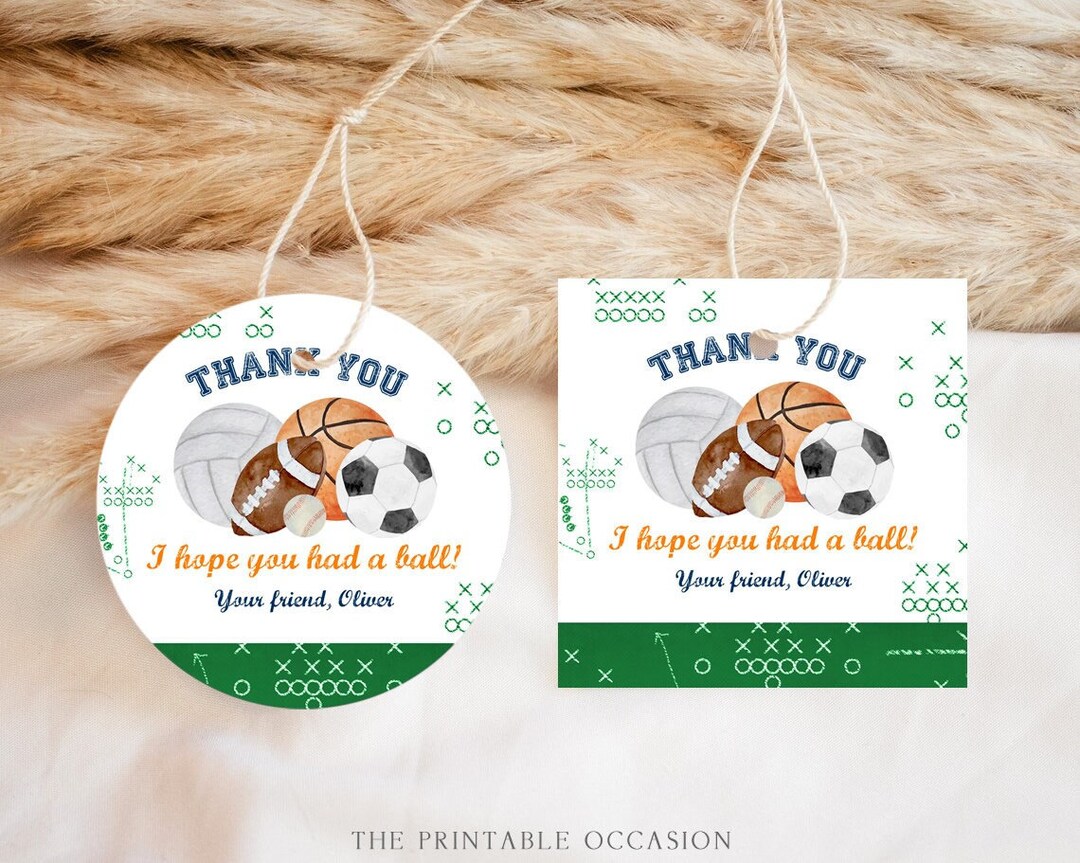 Printable All Sports Favor Tags Template, Sports Party Gift Tags ...