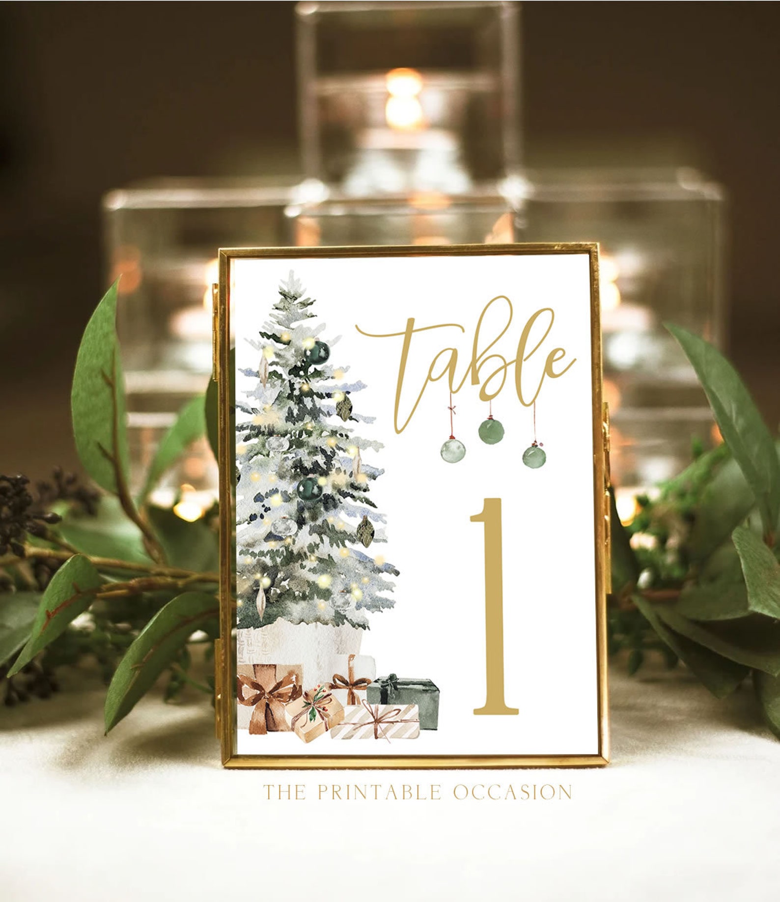 Christmas Party Table Numbers Template Christmas Wedding Dinner Table ...