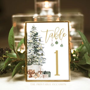 Christmas Party Table Numbers Template Christmas Wedding Dinner Table ...