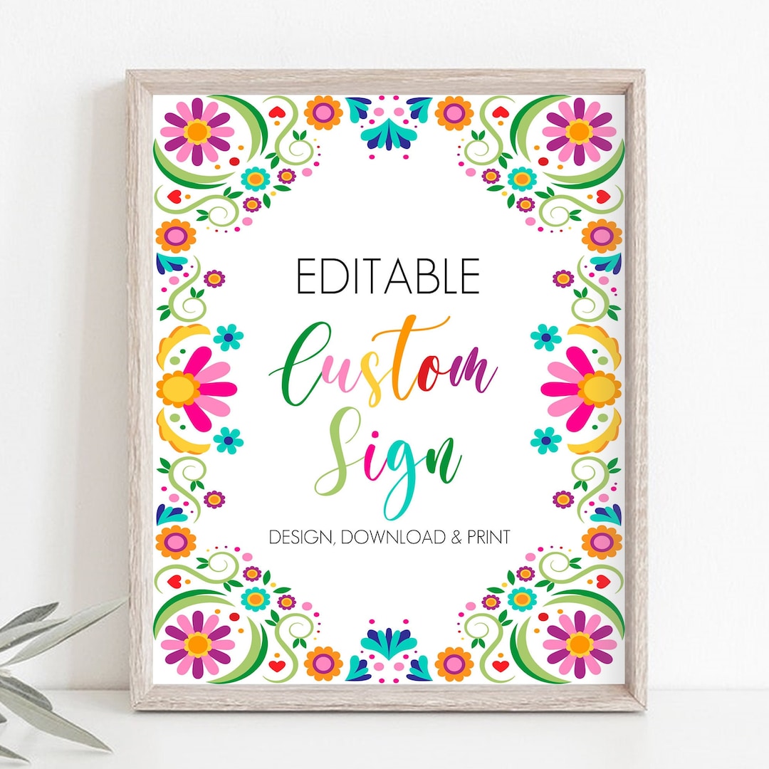 Editable Custom Sign Fiesta Party Sign Fiesta Décor Mexico Table Sign ...