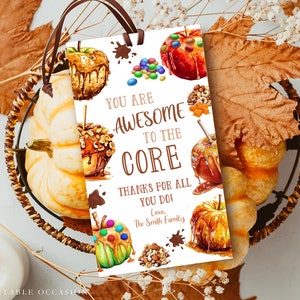 EDITABLE You Are Awesome to the Core Favor Tags Caramel Apple Treat ...
