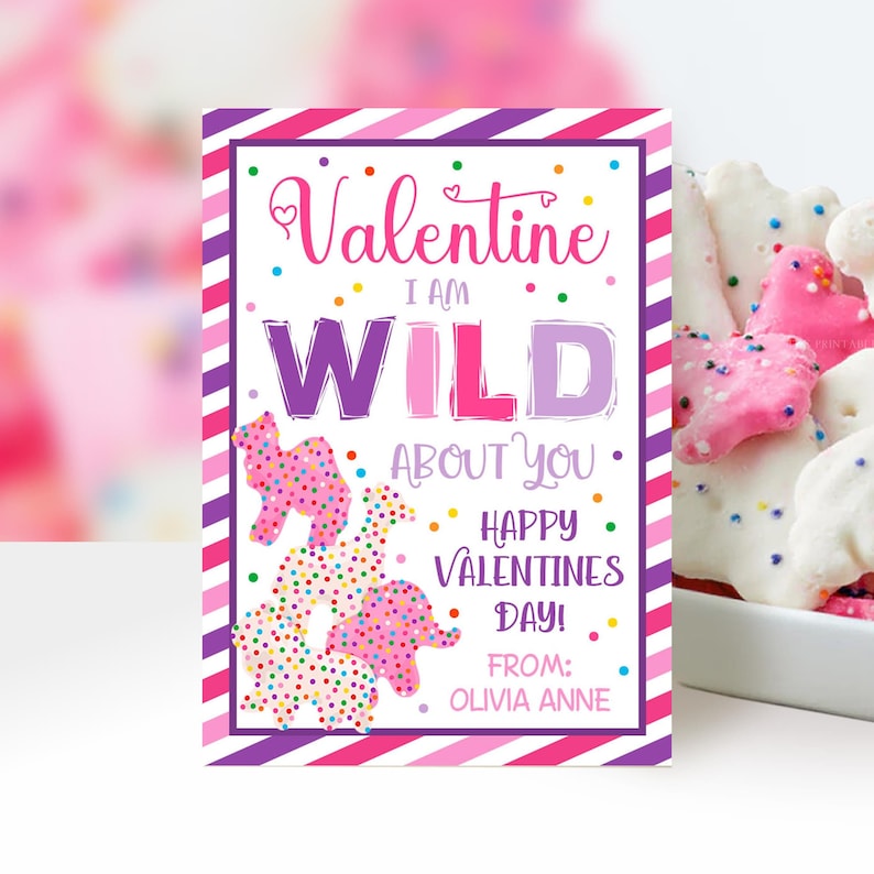 Animal Cookie Valentine's Day Printable Card Tag Circus Valentine Wild ...