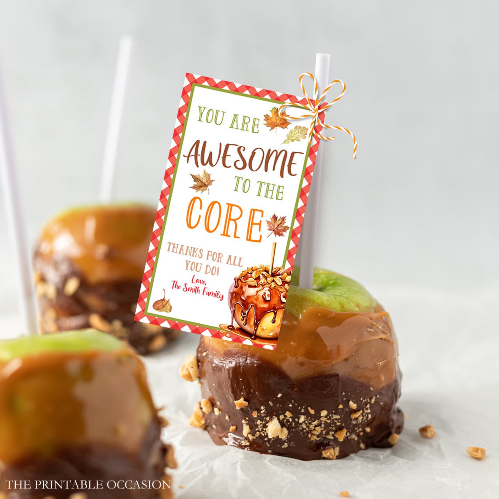 You Are Awesome to the Core Favor Tags, Caramel Apple Treat Tags ...