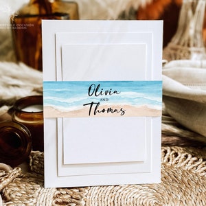 Printable Beach Wedding Invitation Wrapper Template Editable - Etsy