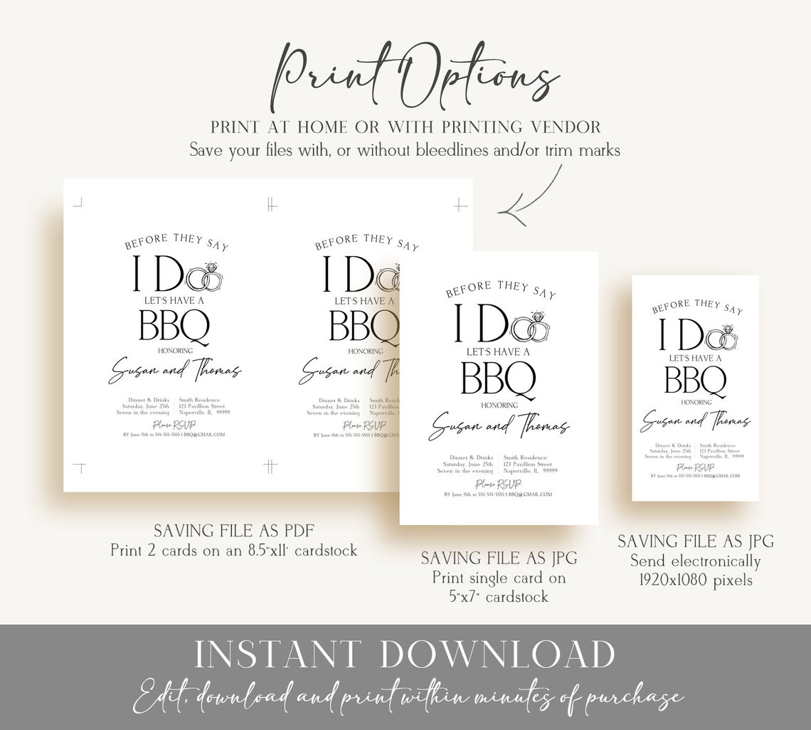 I Do BBQ Invitation Template Couples Shower Engagement - Etsy