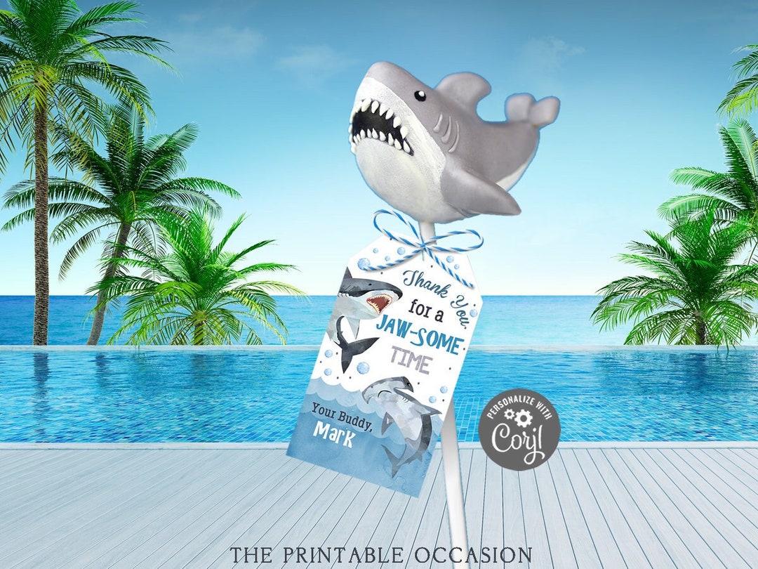 EDITABLE Sharks Cake Pop Tags, Printable Cake Pop Tags, Digital Treat ...