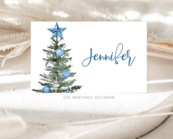 Christmas Dinner Place Card Template, Editable Christmas Place Card ...
